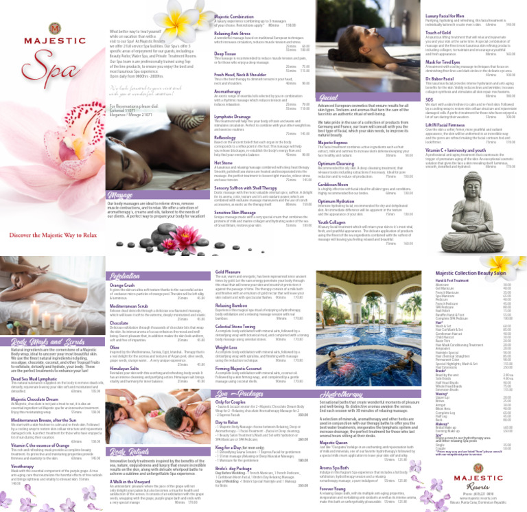 Majestic Resorts Spa Brochure 16jul19v2 | PDF