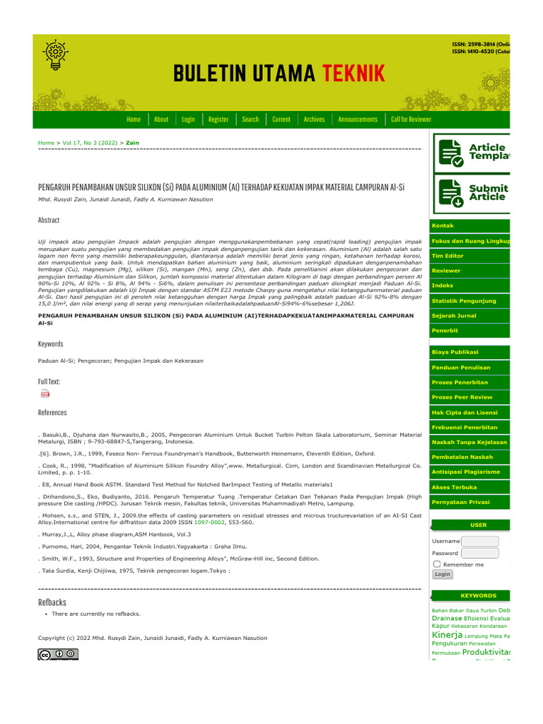 Pengaruh Penambahan Unsur Silikon (Si) Pada Aluminium (Ai) Terhadap ...