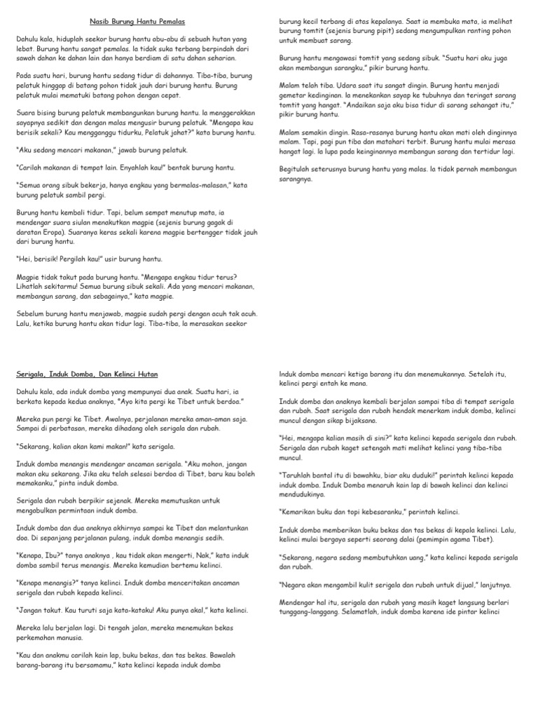 Nasib Burung Hantu Pemalas | PDF