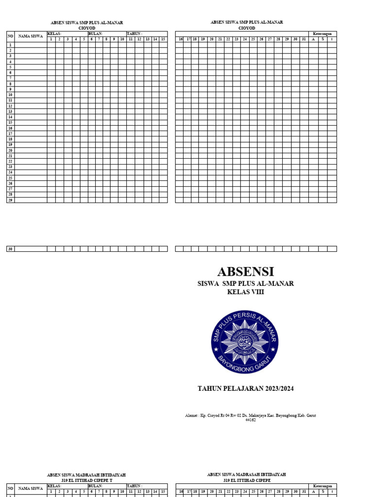 Absensi Siswa SMP & MI Garut | PDF