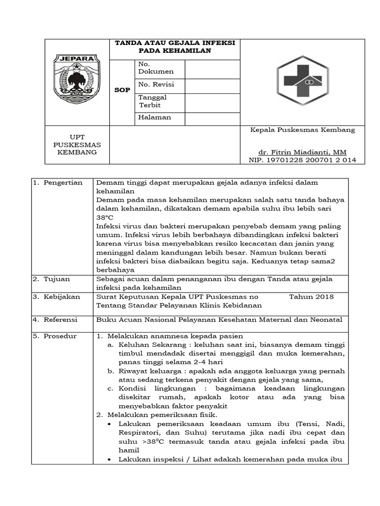 SOP Tanda Dan Gejala Infeksi | PDF