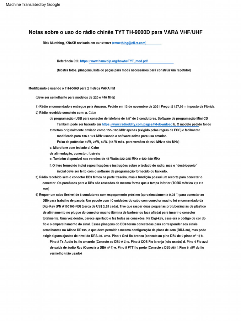 TYT TH 9000 Digital Mod | PDF