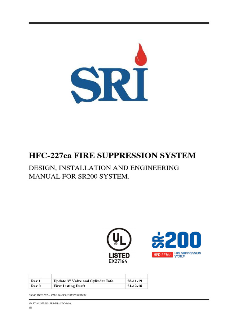 SR200 HFC-227ea Fire System Manual | PDF | Valve | Physical Sciences