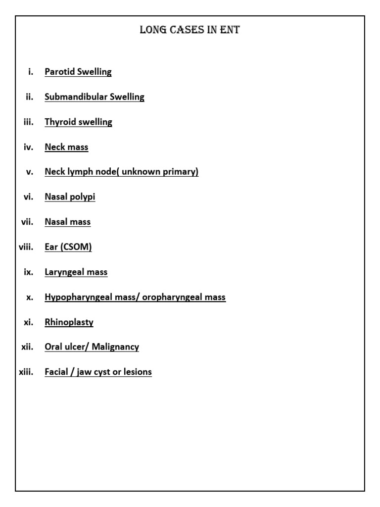 Long Cases in ENT | PDF