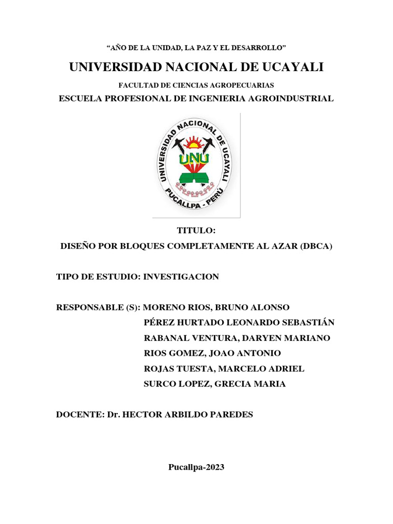 Diseño Por Bloques Completamente Al Azar (DBCA) | PDF