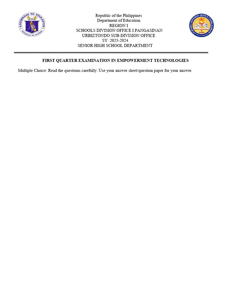 1ST Q Exam Empowerment Tech | PDF 1ST Q Exam Empowerment Tech | PDF