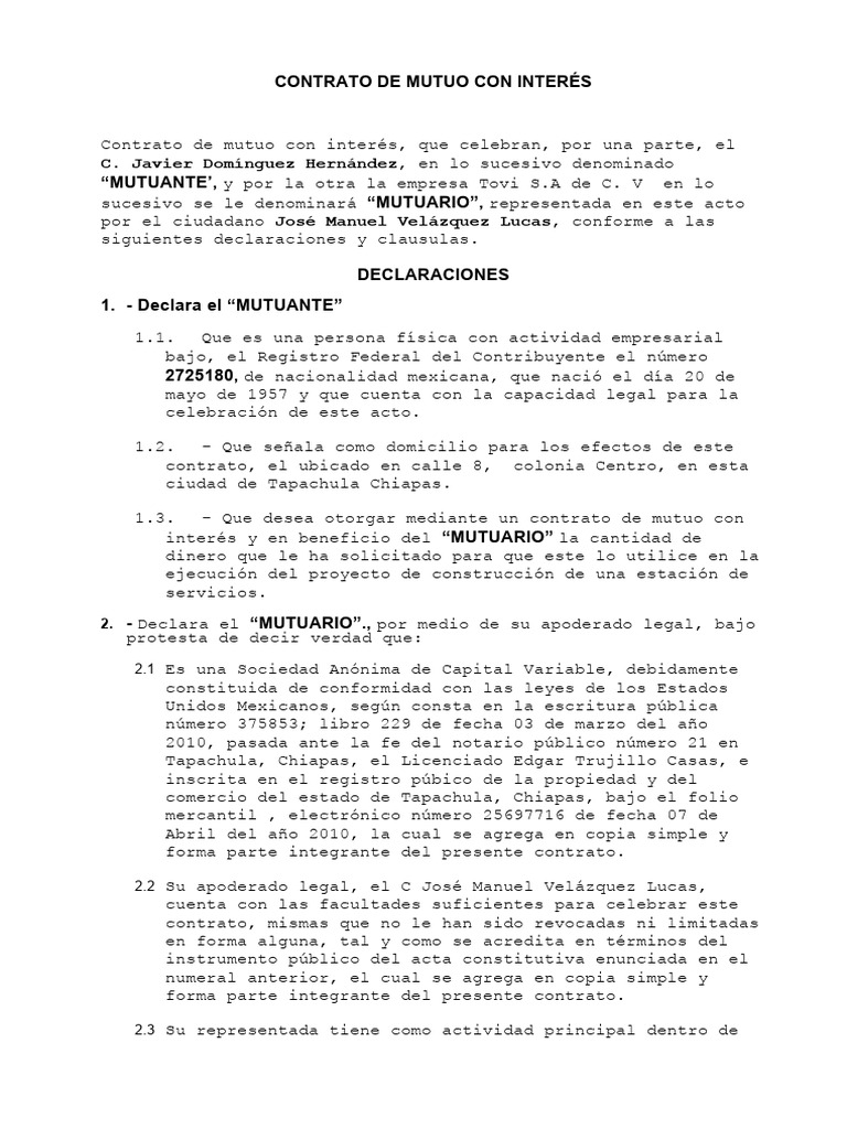 Contrato de Mutuo Con Interes | PDF | Business