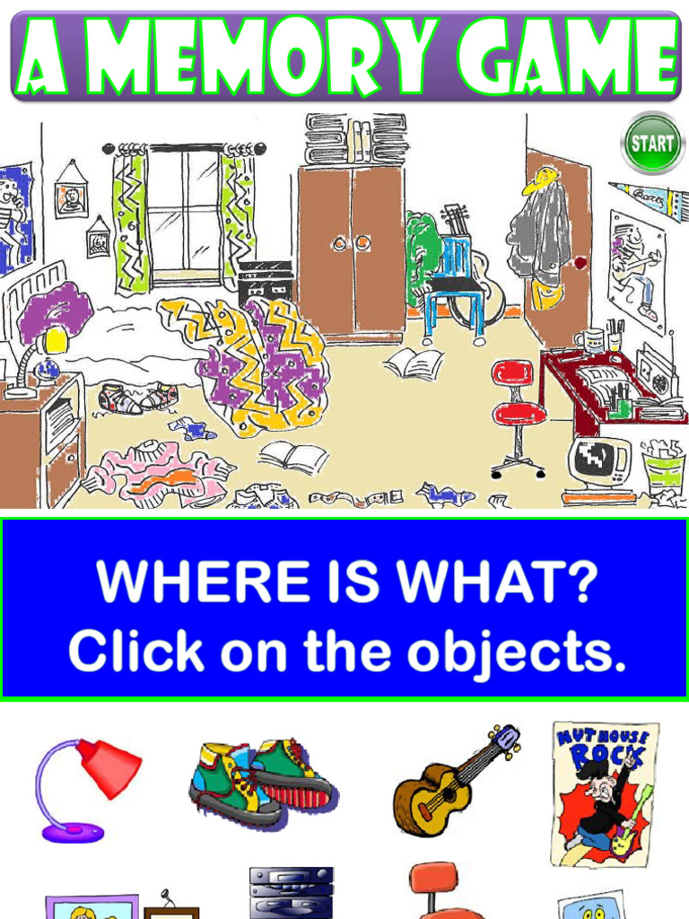 A Messy Room A Memory Game Prepositions Fun Activities Games Games ...