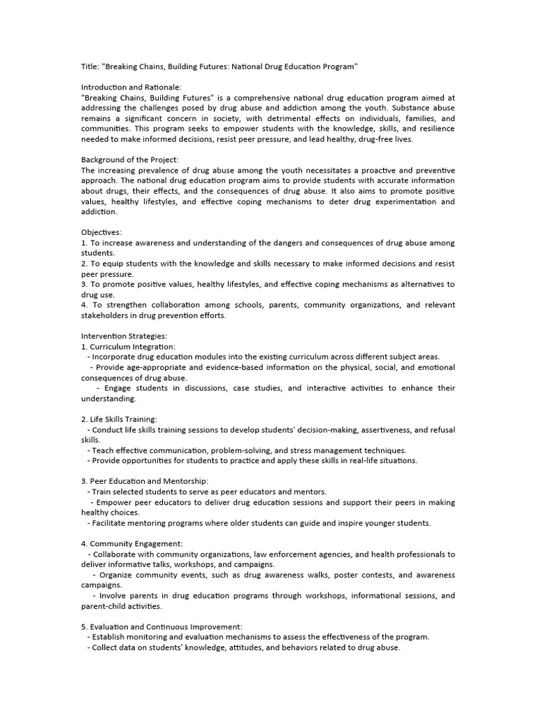 Breaking Chains Building Futures - National Drug Education Program | PDF Breaking Chains Building Futures - National Drug Education Program | PDF