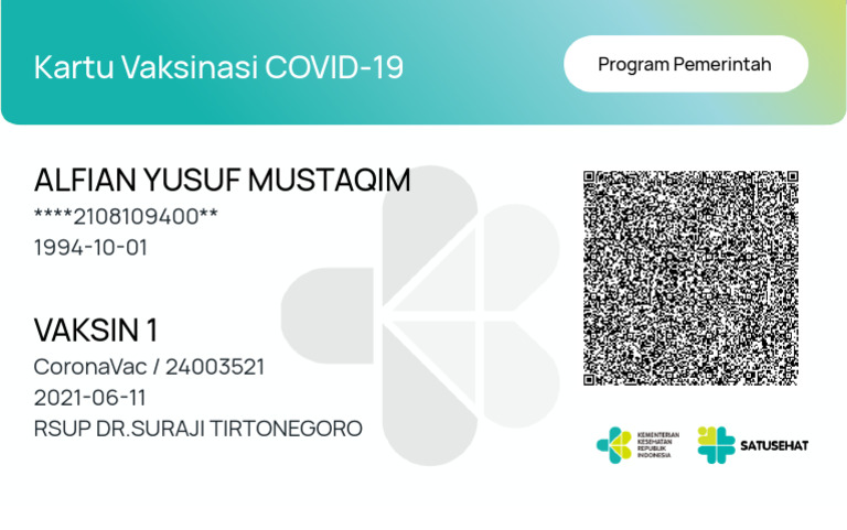 Sertifikat Vaksin Dosis 1 Pdf