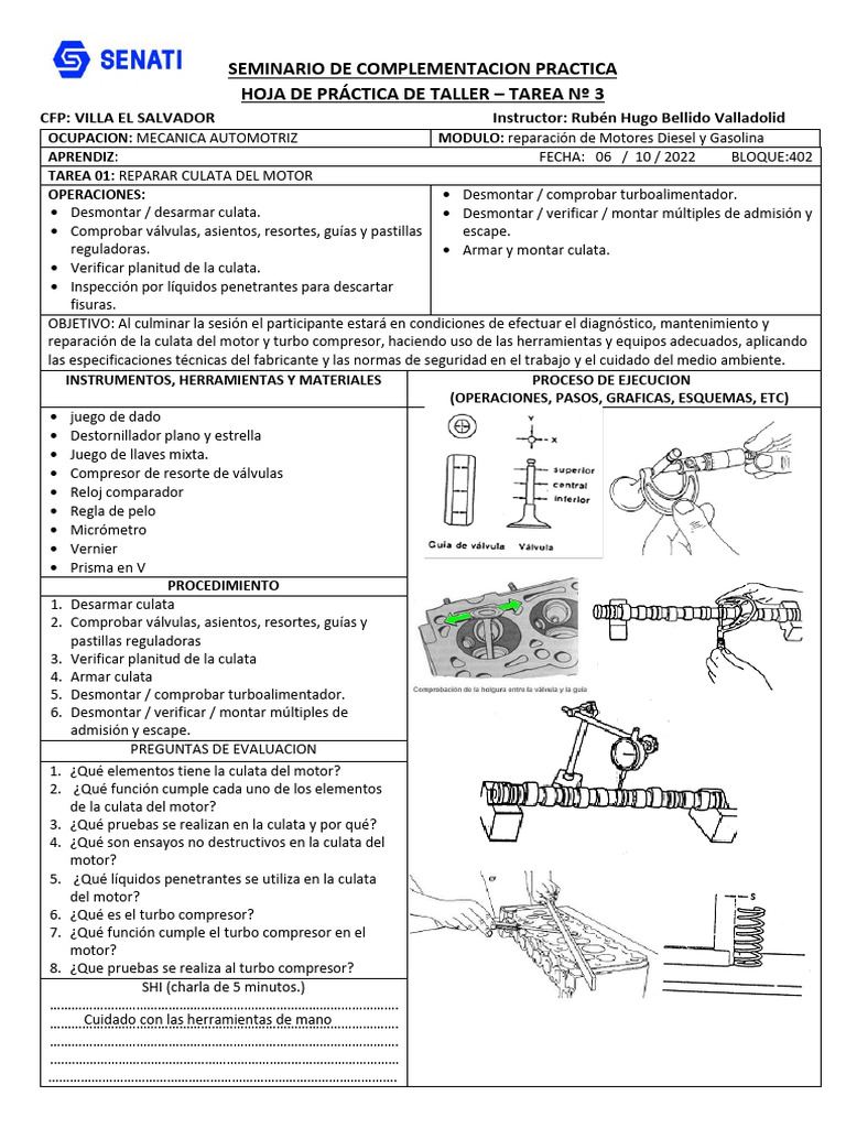 Hoja de Practica Culata | PDF | Turbocompresor | Bienes manufacturados