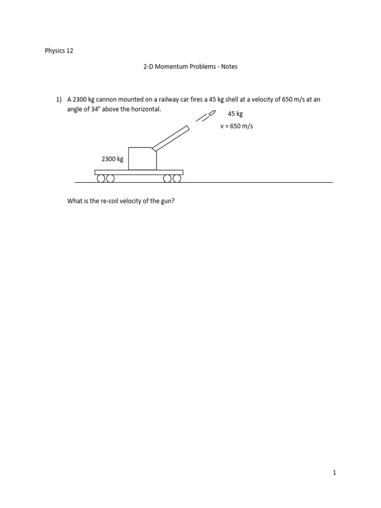 2-D Momentum Example Questions - Notes | PDF | Teaching Methods & Materials