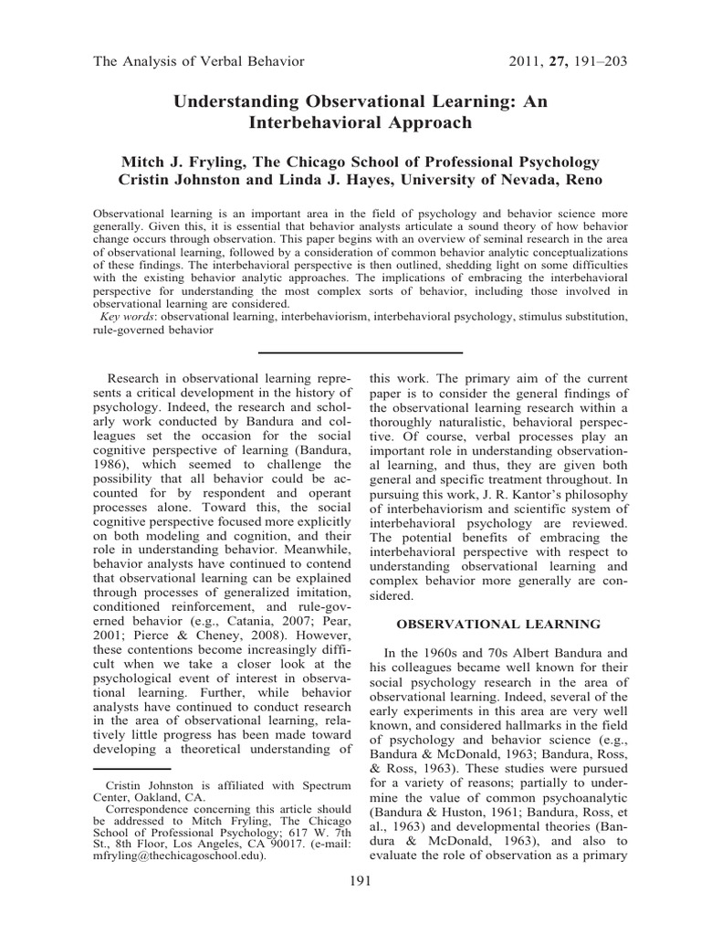2011 FRYLING Understanding Observational Learning - An Interbehavioral ...