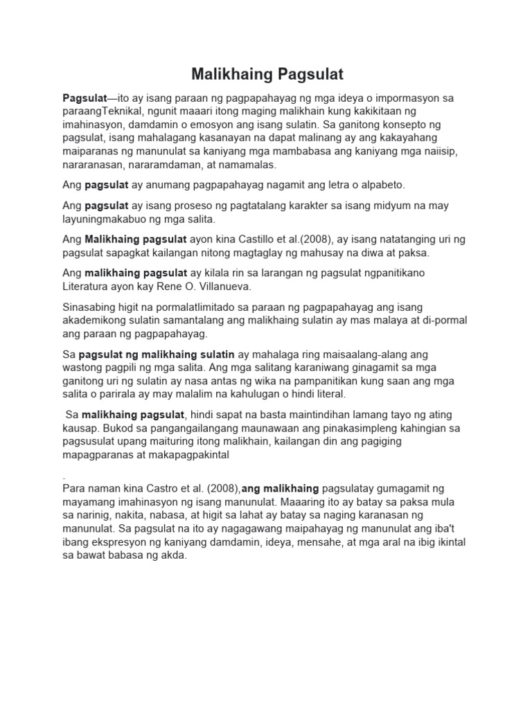 Malikhaing Pagsulat | PDF
