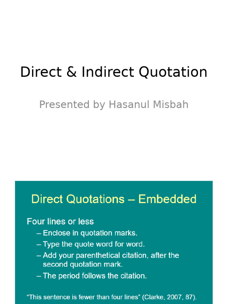 Direct & Indirect Quotation | PDF Direct & Indirect Quotation | PDF