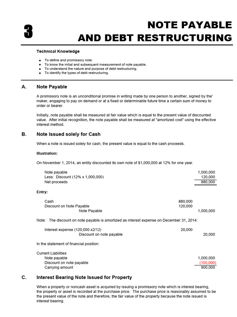 Chapter 3 - Note Payable and Debt Restructuring - Student-Rev1 | PDF