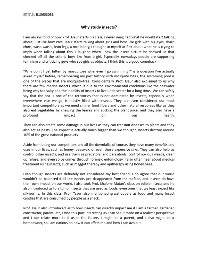 Why Study Insects | PDF | Insects | Insects And Humans