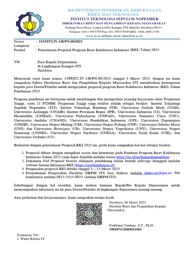 Penerimaan Proposal Riset Kolaborasi 2023 | PDF | Komputer | Teknologi & Rekayasa
