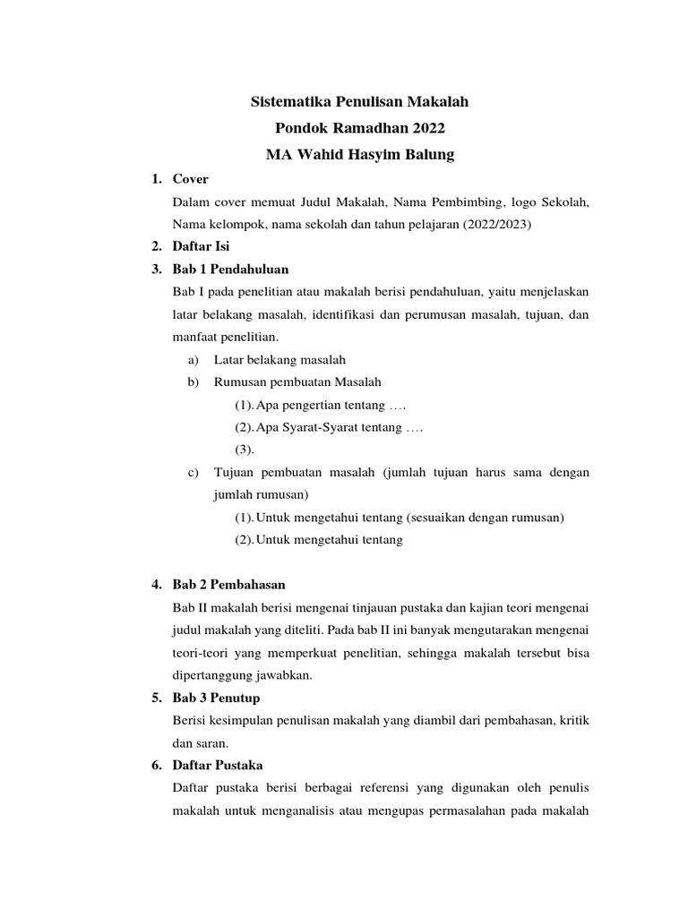 Sistematika Penulisan Makalah | PDF