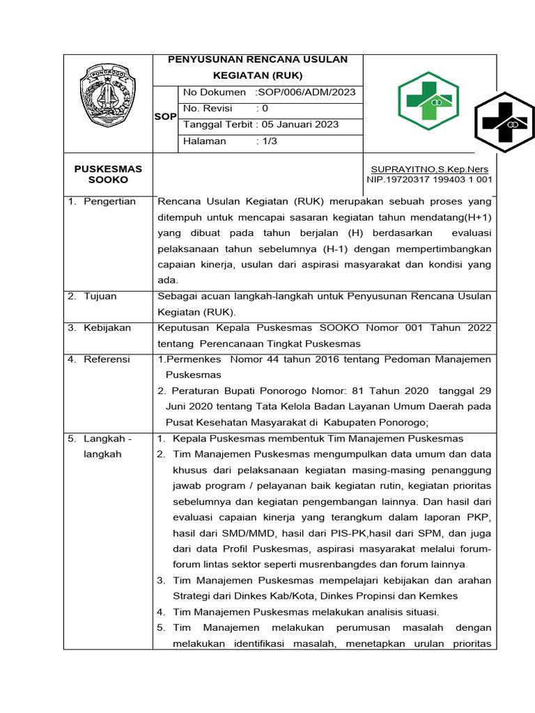 2.sop Penyusunan Ruk | PDF