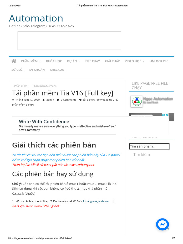 Tải phần mềm Tia V16 (Full key) - Automation | PDF