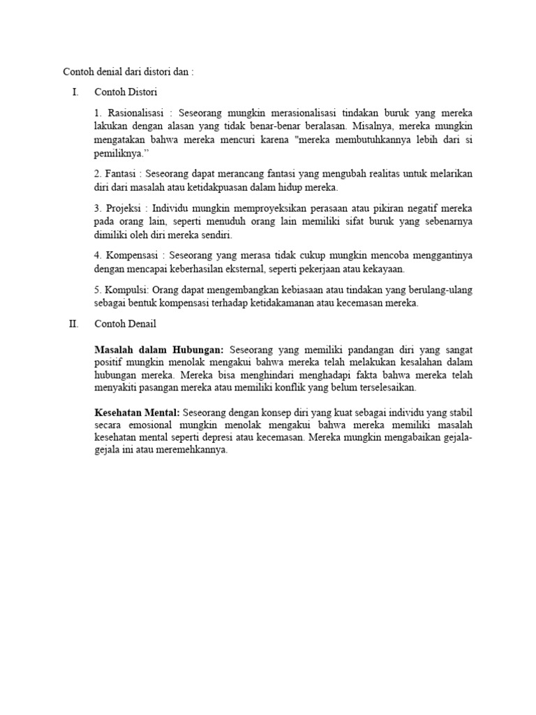 Contoh Denial Dari Distori Dan | PDF
