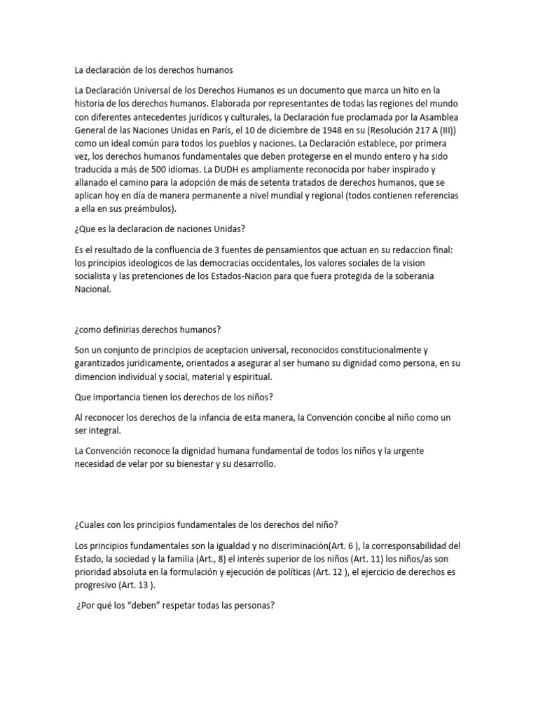La Declaración de Los Derechos Humanos | PDF | Derechos humanos | Justicia