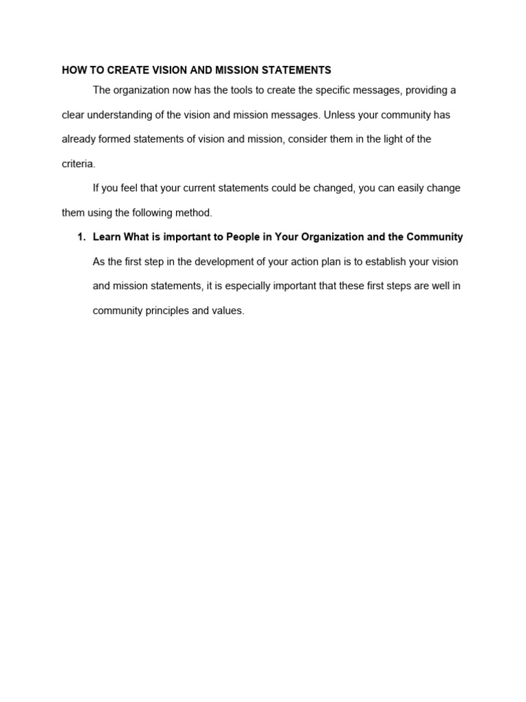 How To Create Vision and Mission Statement | PDF