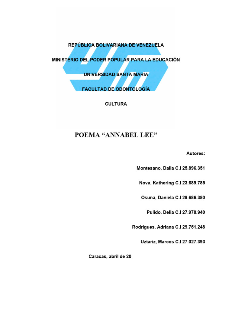 Edgar Allan Poe Annabel Lee | PDF | Edgar Allan Poe