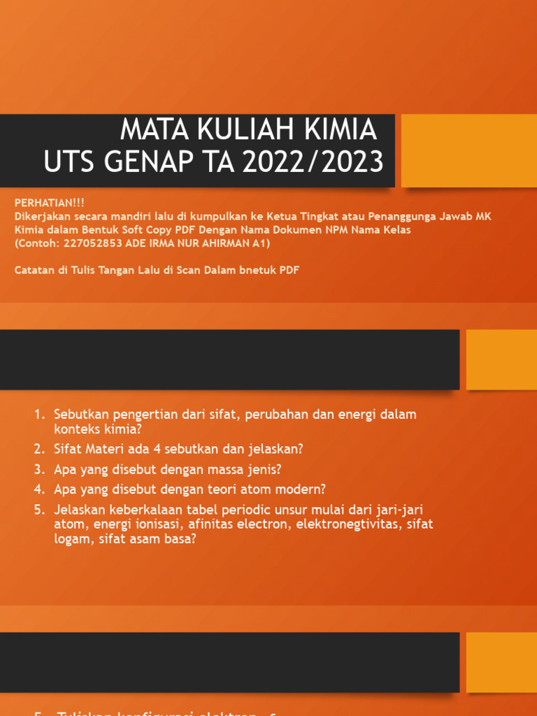 UTS Kimia Mei 2023 | PDF | Metode & Bahan Ajar