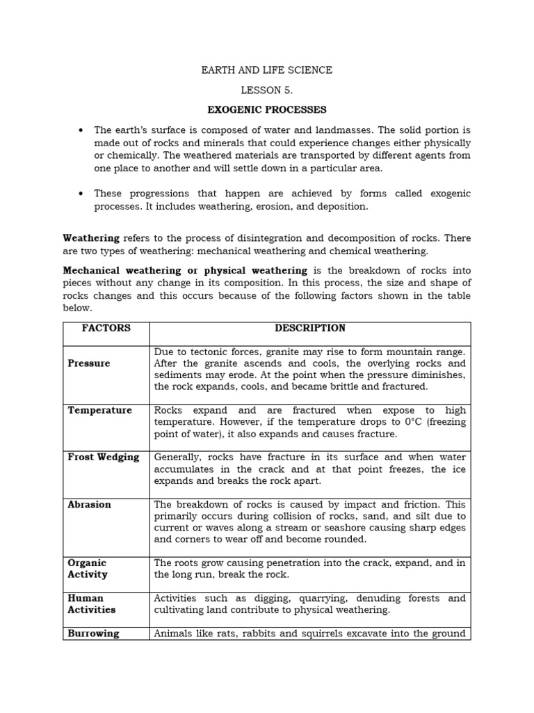 Lesson 5. Exogenic Processes | PDF