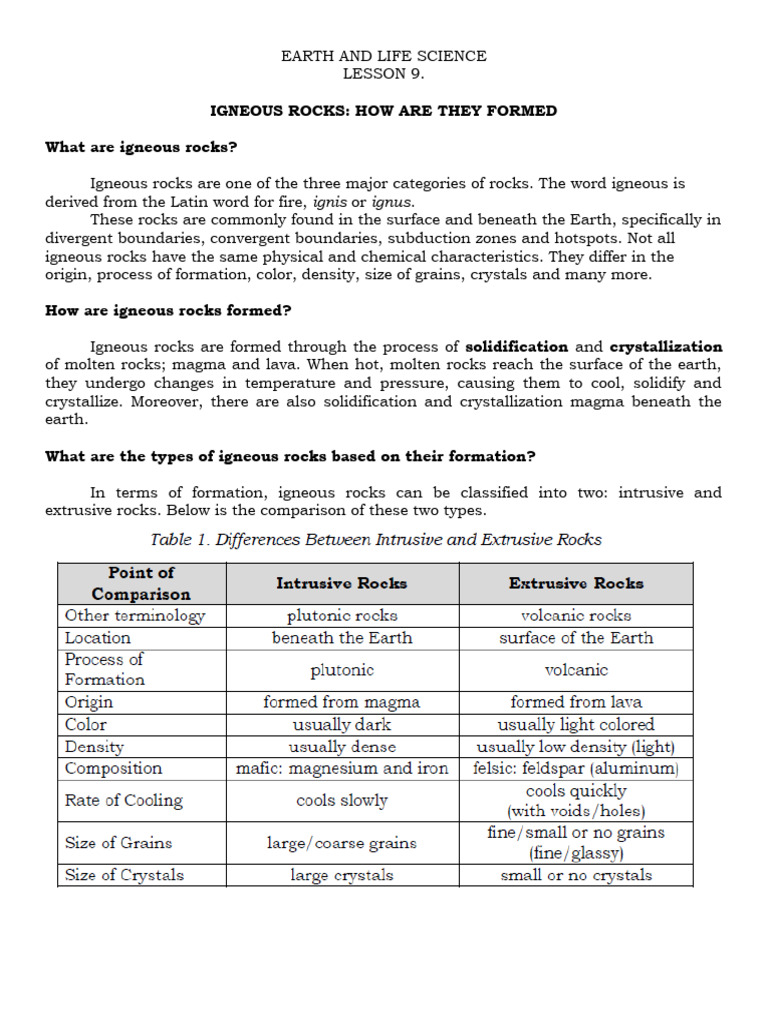 Lesson 9. Igneous Rocks How Are They Formed | PDF | Igneous Rock | Magma