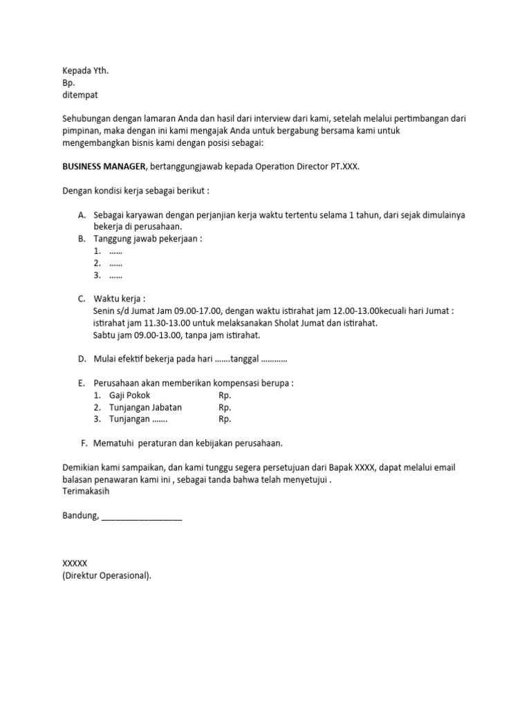 1c. Contoh Offering Letter | PDF