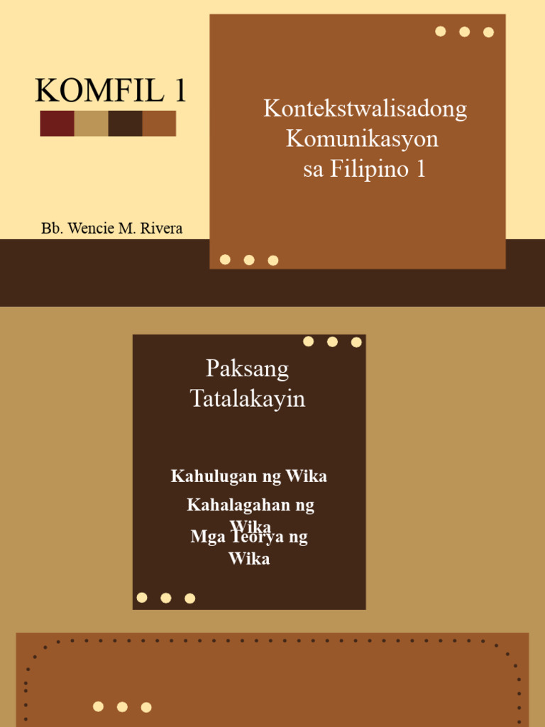 Komfil 1 Lesson 1 | PDF