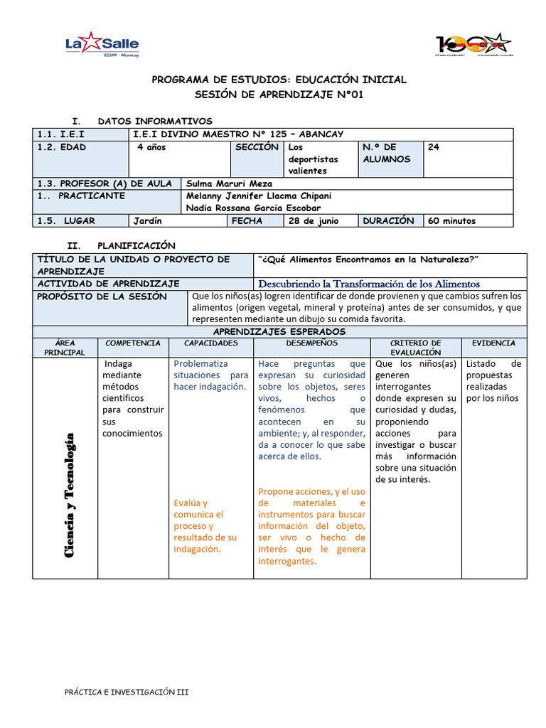 Sesion de Clases | PDF | Evaluación | Aprendizaje