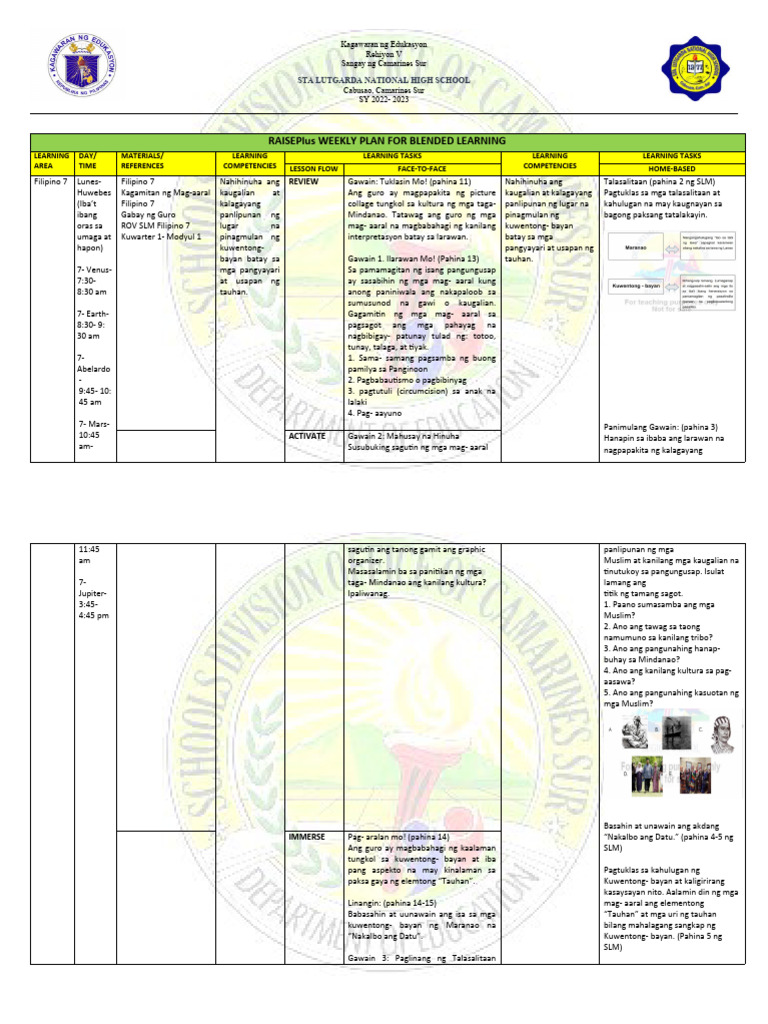 RAISEPlus Filipino 7 Kuwarter 1 Modyul 1 | PDF