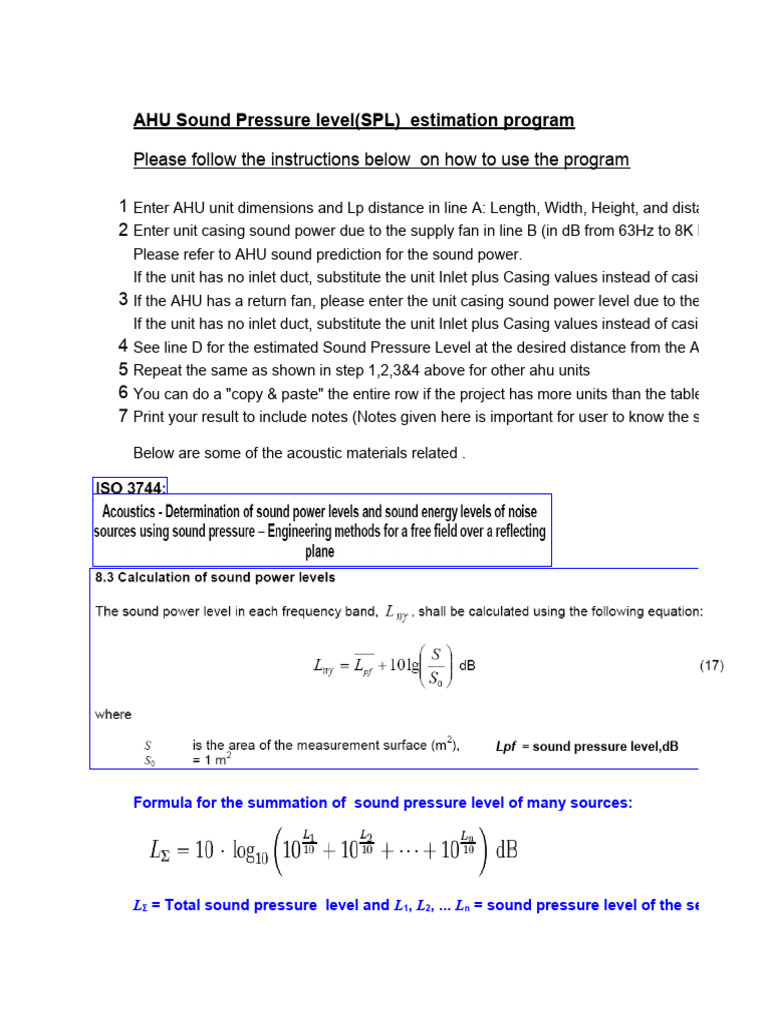 Sound Pressure Calculation - AC - Rev1 | PDF | Decibel | Sound