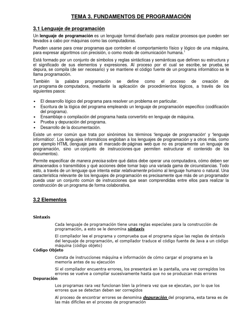 Tema 3 - Fundamentos de Programacion | PDF | Lenguaje de programación | Programa de computadora