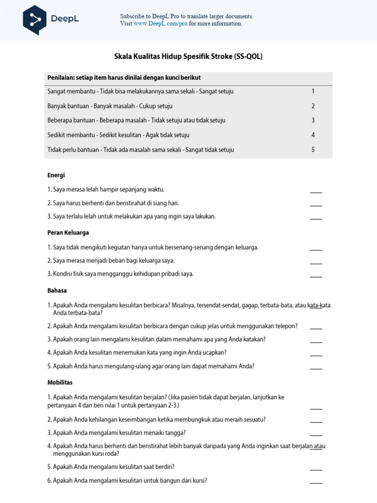 Stroke Specific Quality of Life Scale 231009 150716 Id | PDF