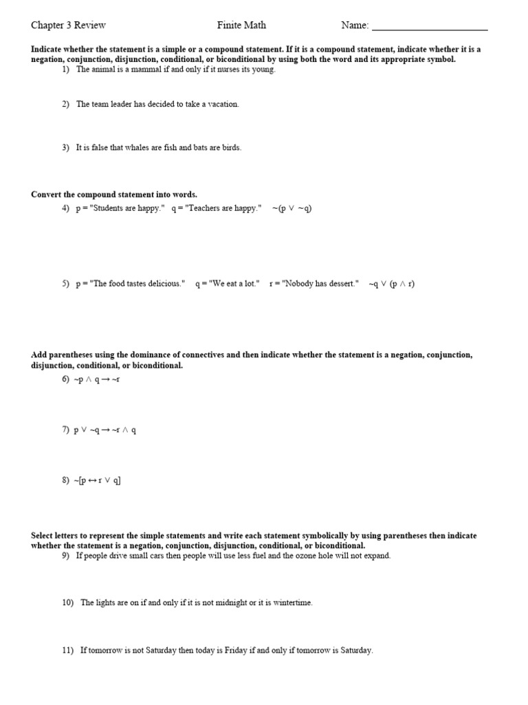 Symbolic Logic Study Guide: Chapter 3 Review | PDF | If And Only If ...