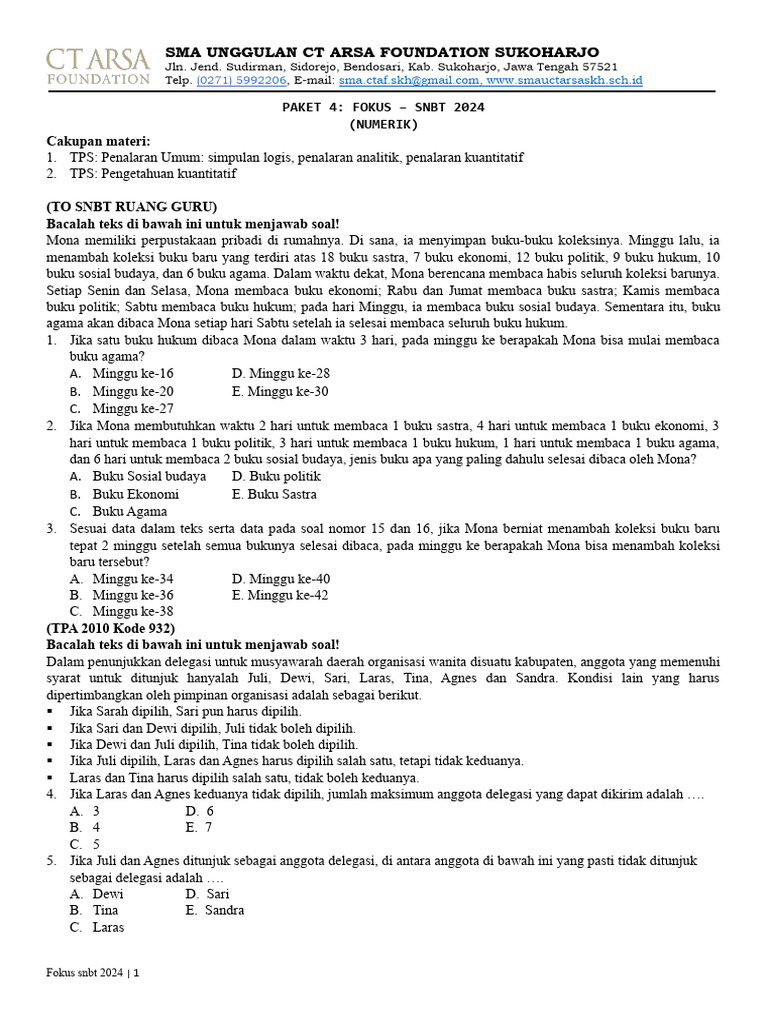 PAKET04 - Paket Numerik SNBT 2024 | PDF