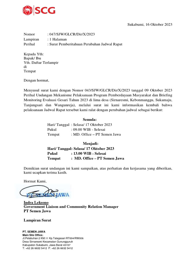 Surat Pemberitahuan Ralat | PDF