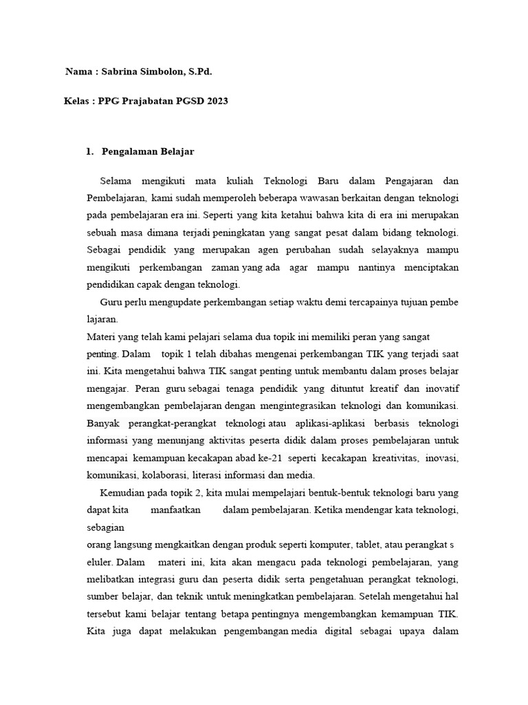 Sabrina Simbolon Aksi Nyata Topik 2 Tik | PDF