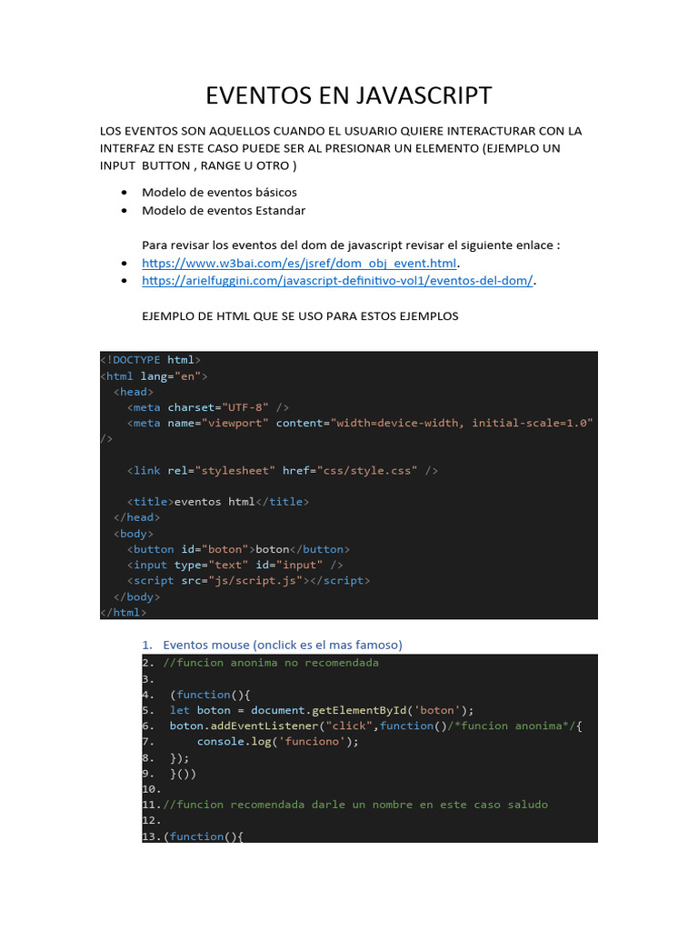 Eventos en Javascript | PDF