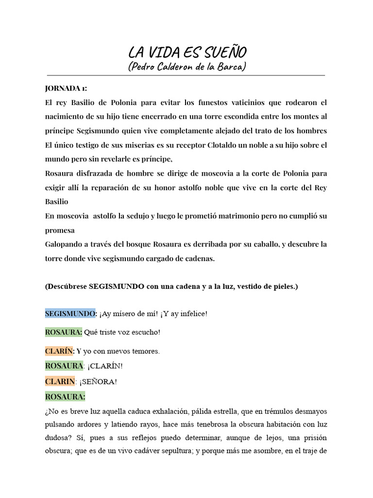 La Vida Es Sueño | PDF