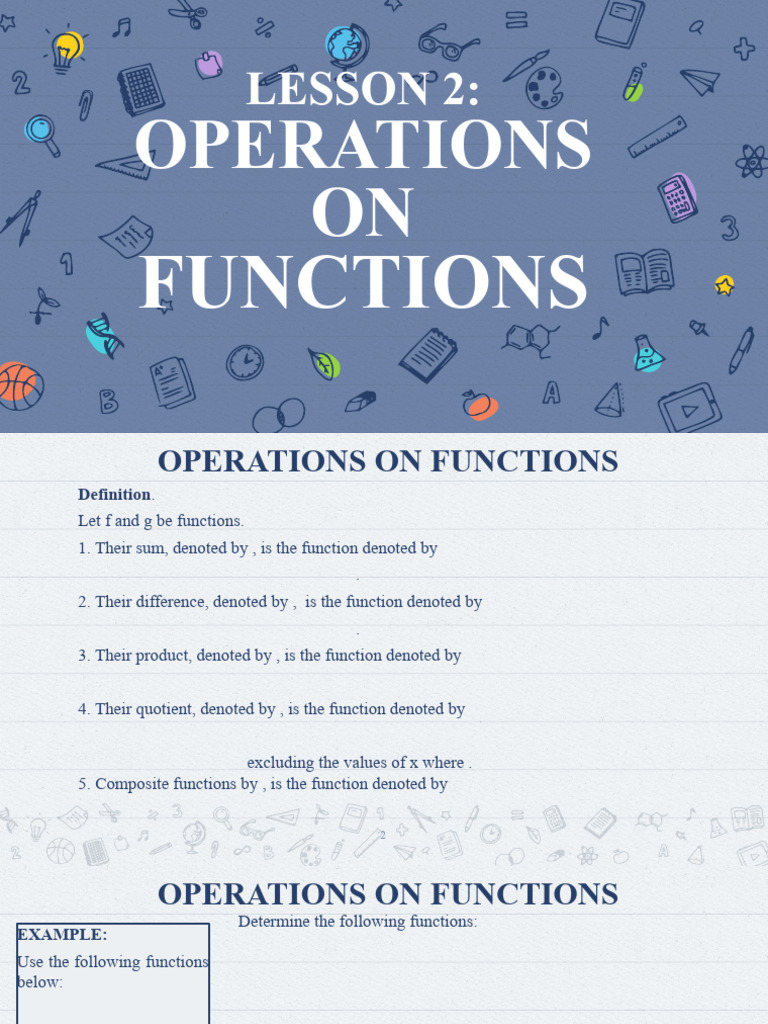 Lesson 2 Operations On Functions 2 Pdf