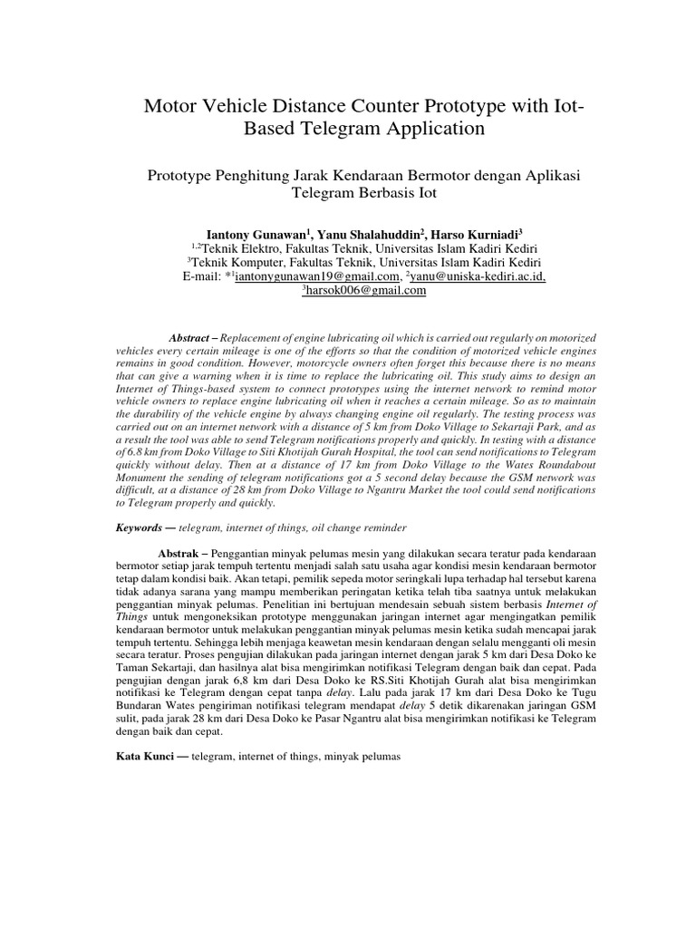 Motor Vehicle Distance Counter Prototype D63be48a | PDF