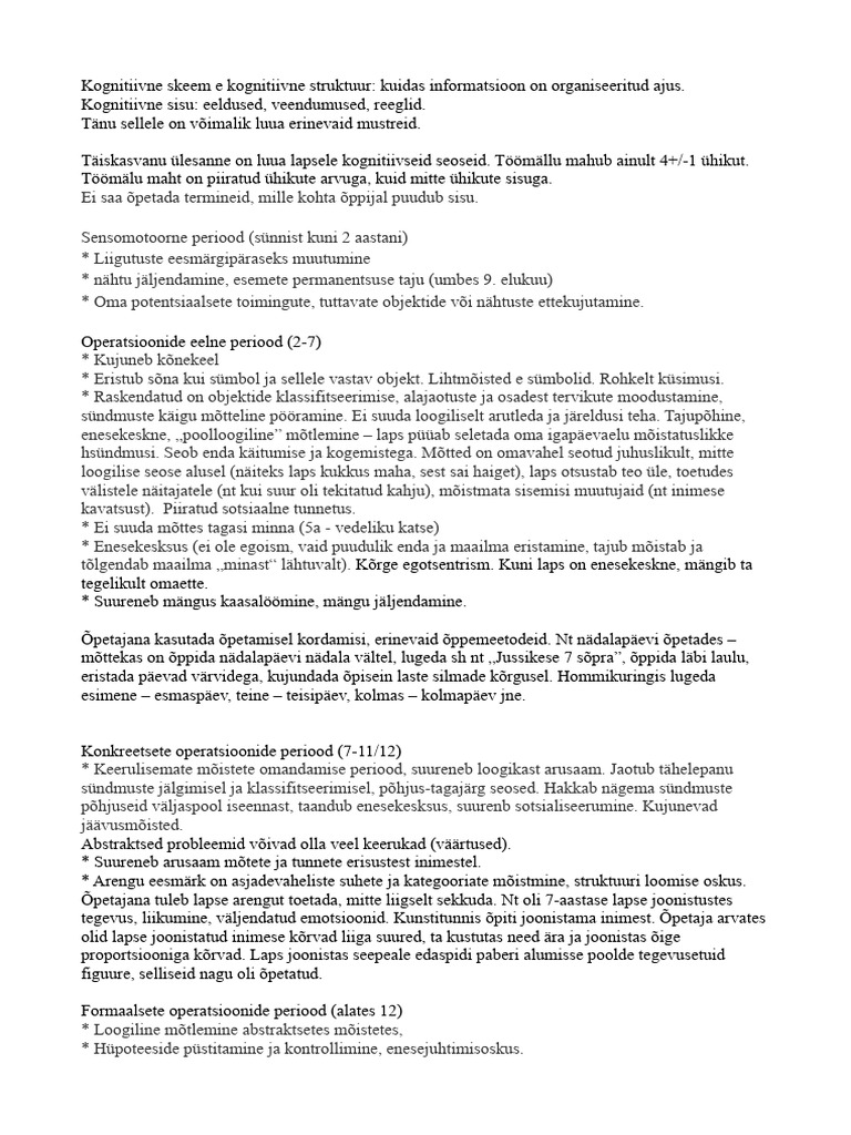 Kognitiivne Areng | PDF