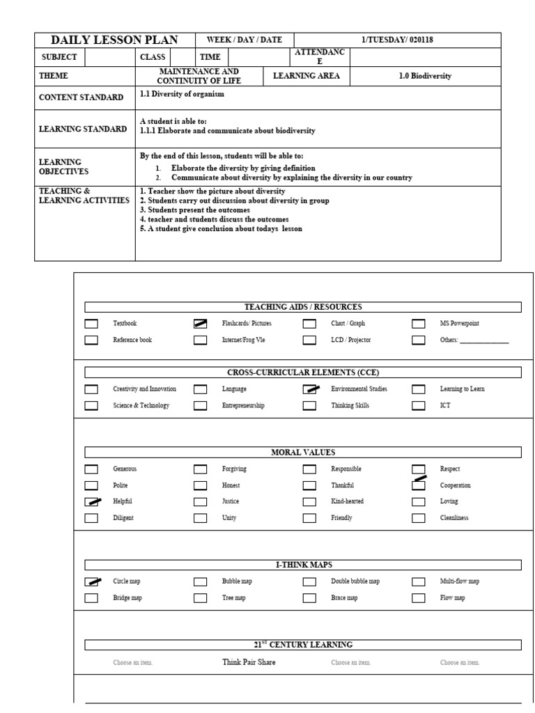 Contoh Rph Sains Dlp Pdf Learning Teachers