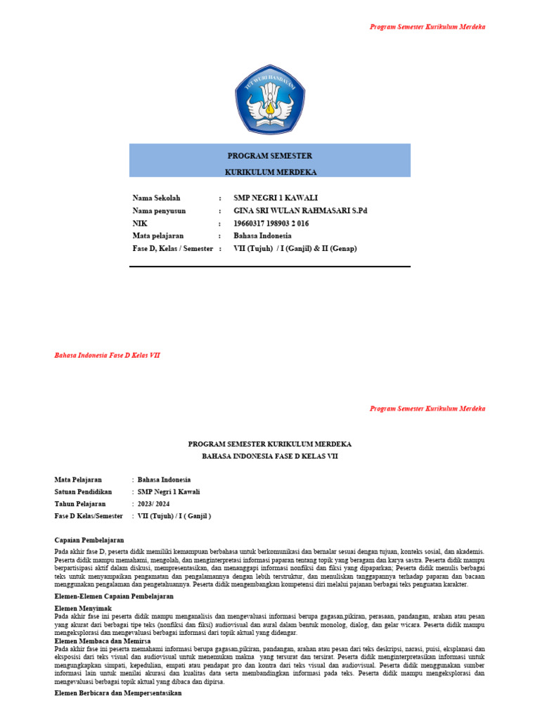 PROMES Kurikulum Merdeka | PDF